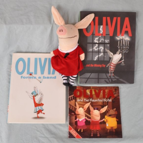 Olivia | Other | Lot Of 3 Olivia Pig Kids Books And Plush Stuffed ...